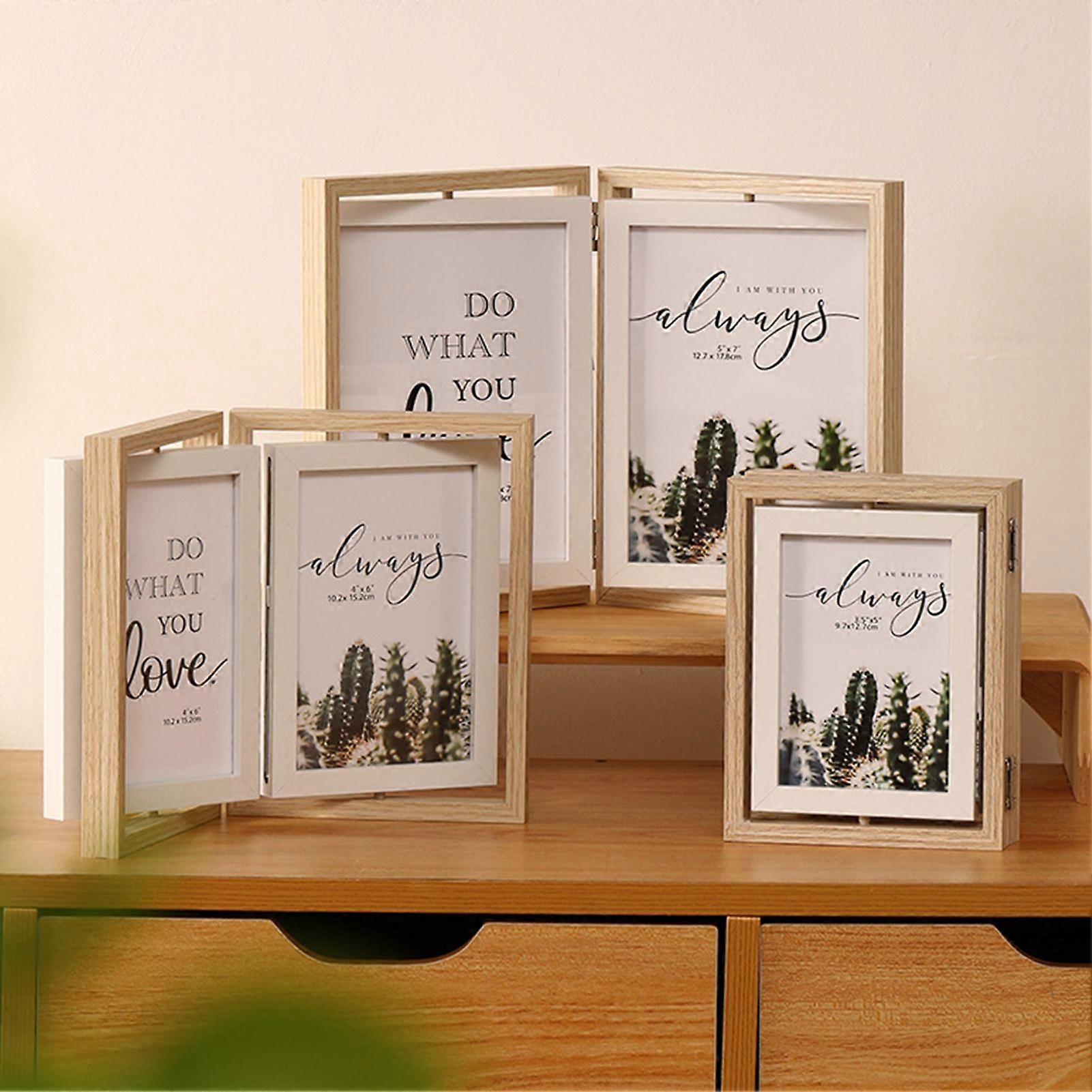 Double Picture Frame Vertical Rotating Bi-fold Photo Frame with ...