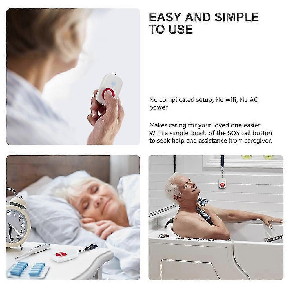 Caregiver Pager Wireless Nurse Call Buttons for Elderly Monitoring SOS ...