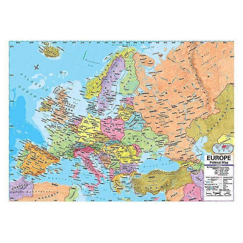 English Europe Map Political Distribution Map Wall Art Prints Canvas ...