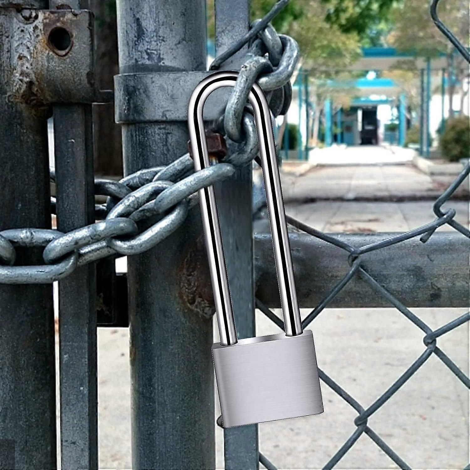 Keyed Padlock Heavy Duty Long Shackle Padlock with 4 Keys, Outdoor ...