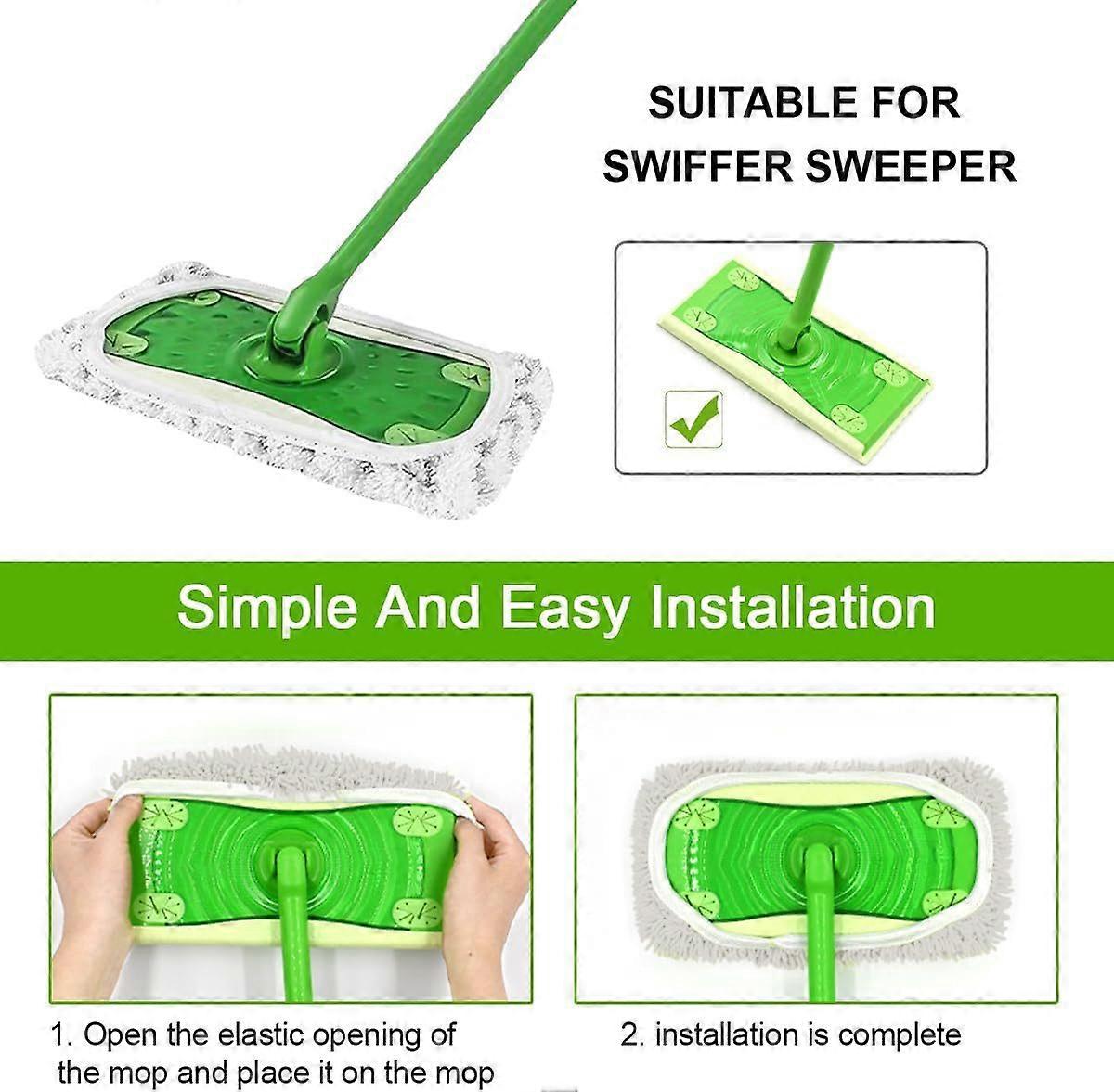 6 Pack Reusable Microfiber Mop Cover Suitable for Swiffer Mop Cover ...