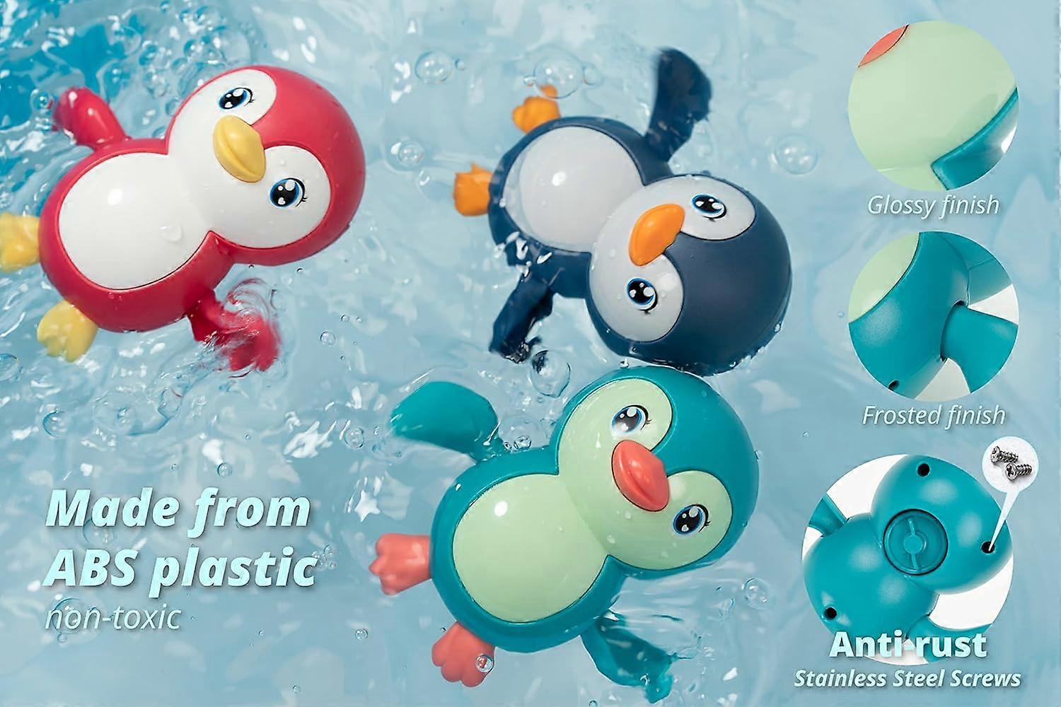 Bath Toys Wind up Backstroke Swimming Penguins for Kids 18M+ (Pack of 3 ...
