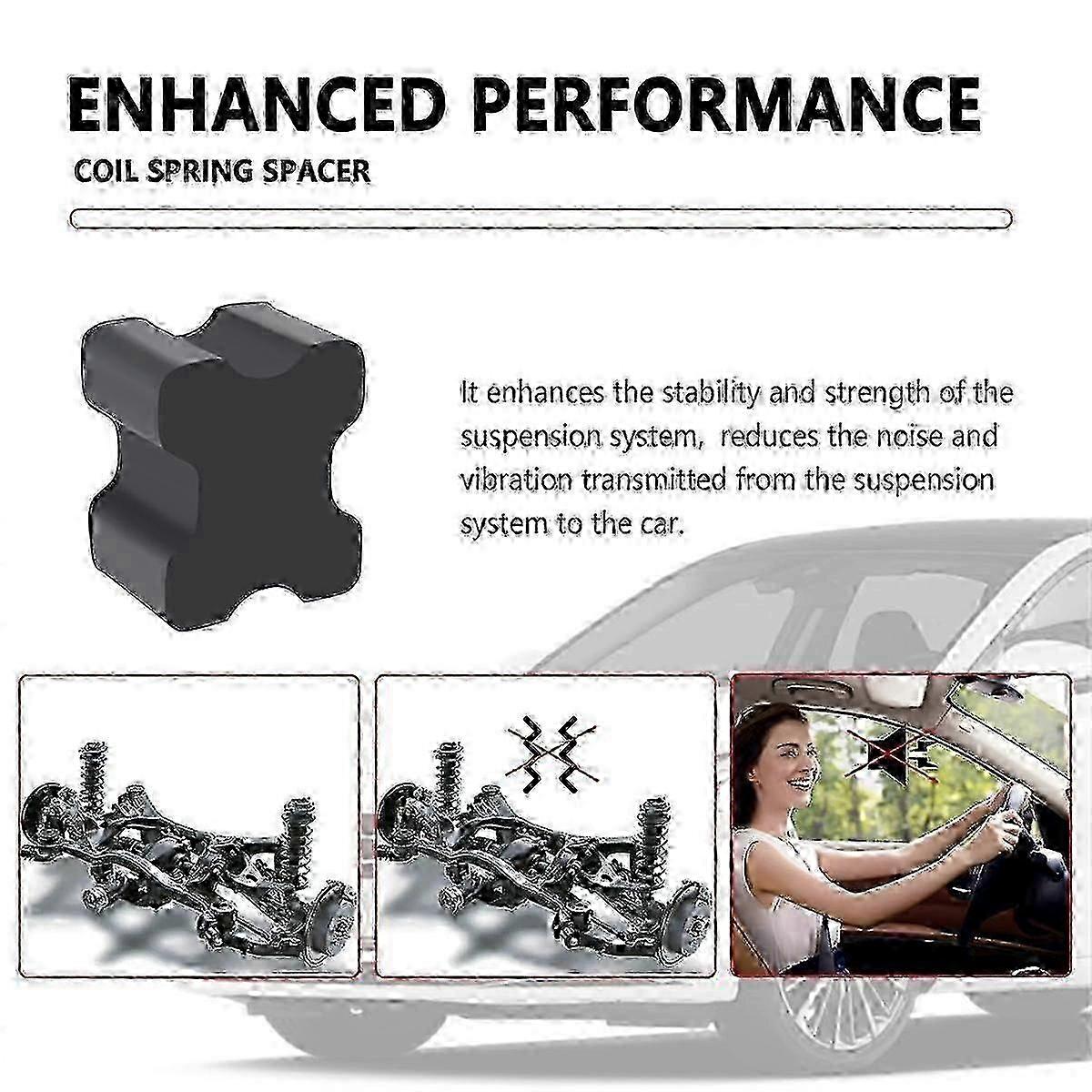 Heavy-Duty Car Spring Spacer Set with 6pcs Rubber Coils for 1 to 1.5 ...