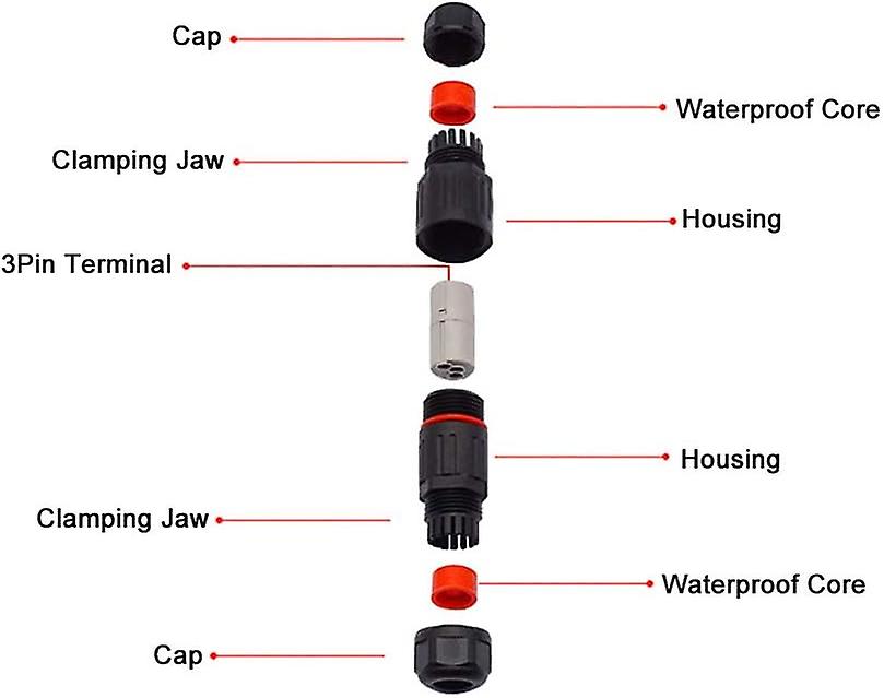 10 PCS IP68 Waterproof Electrical Cable Connector, Female 3 Pin ...