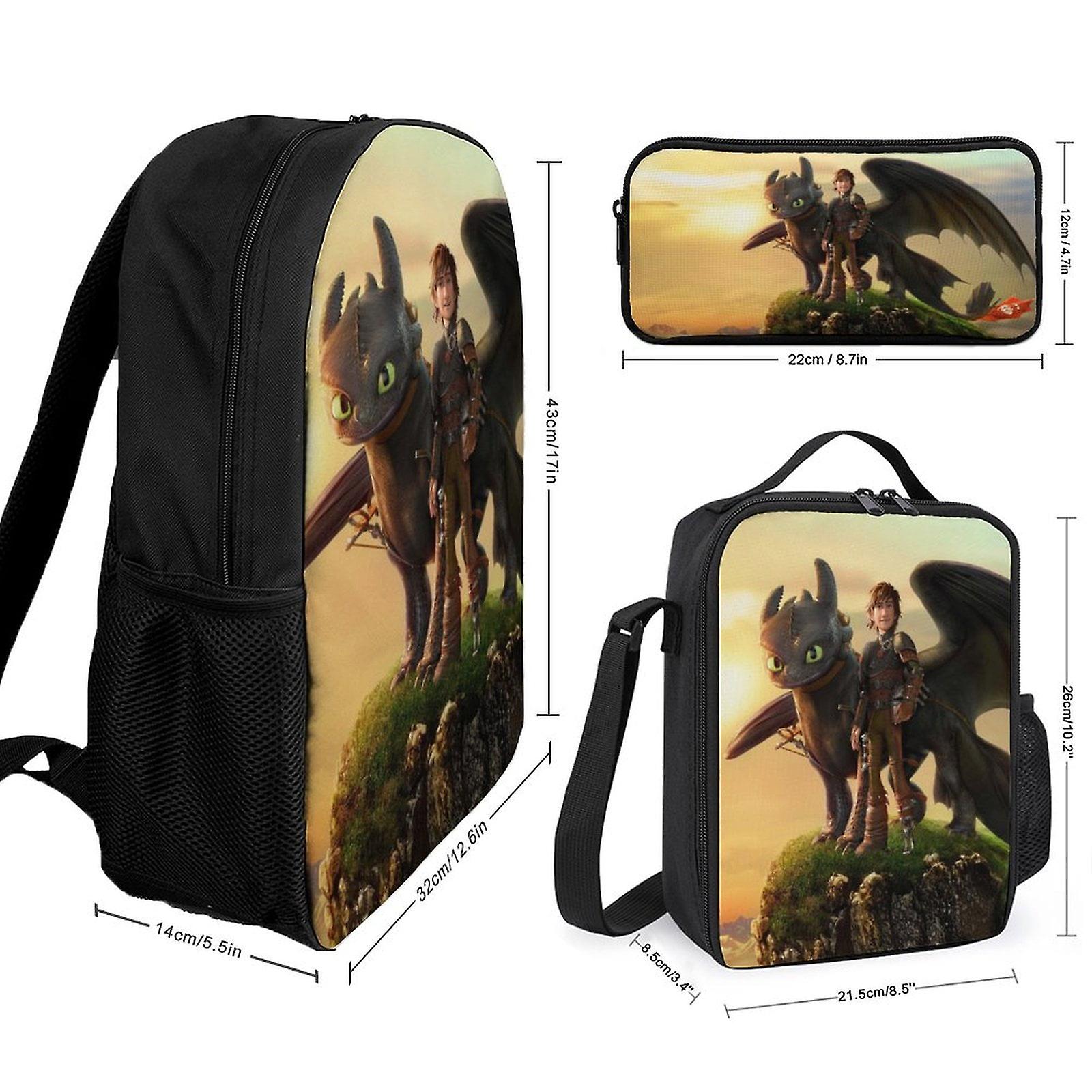 How To Train Your Dragon Toothless Backpack Set Cartoon Backpacks with ...