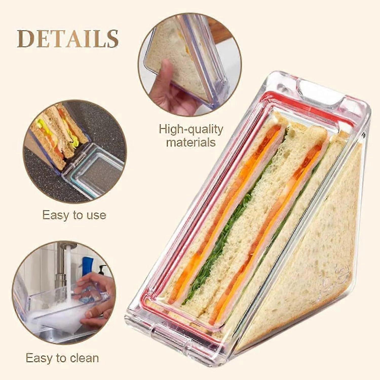 1pcs Triangle Sandwich Container, Triangle Sandwich Box Clear, Reusable ...