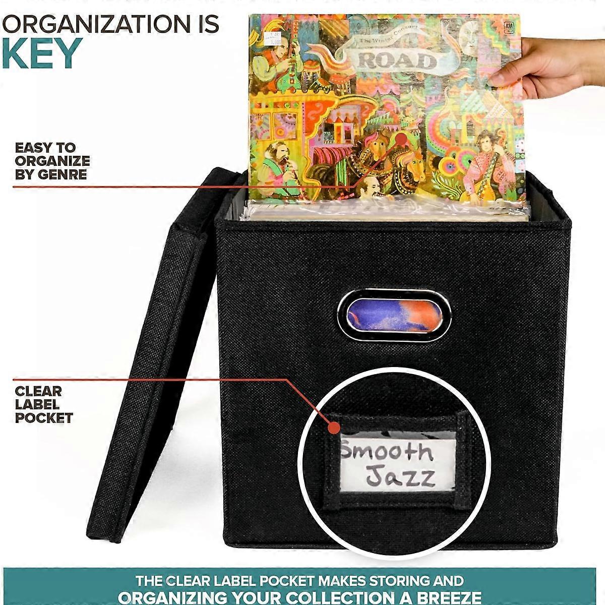 Stackable Vinyl Record Organizer - Record Album Storage Holds 50+ LP ...