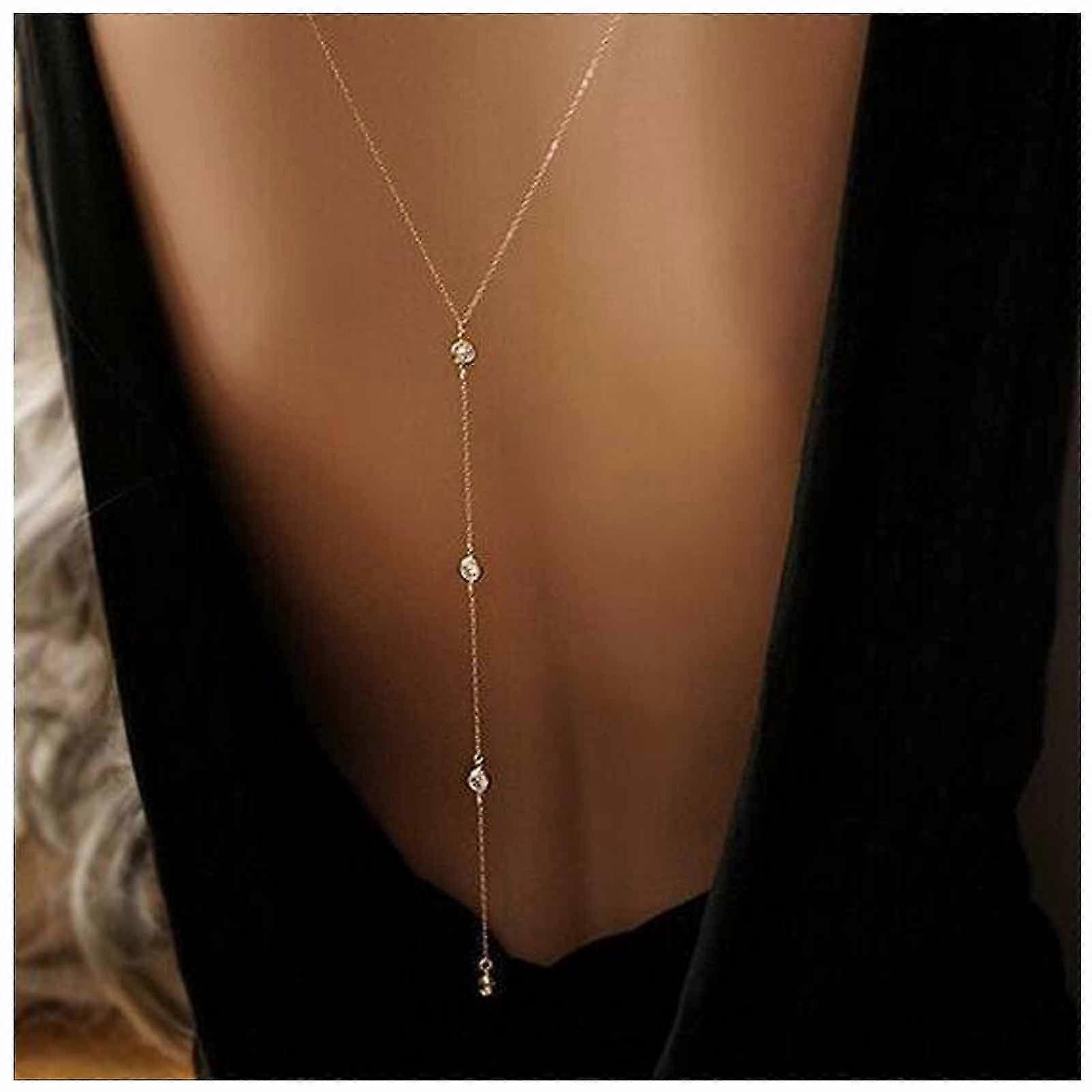 Wedding Crystal Backdrop Necklace Gold Necklace Chain Long Rhinestone ...
