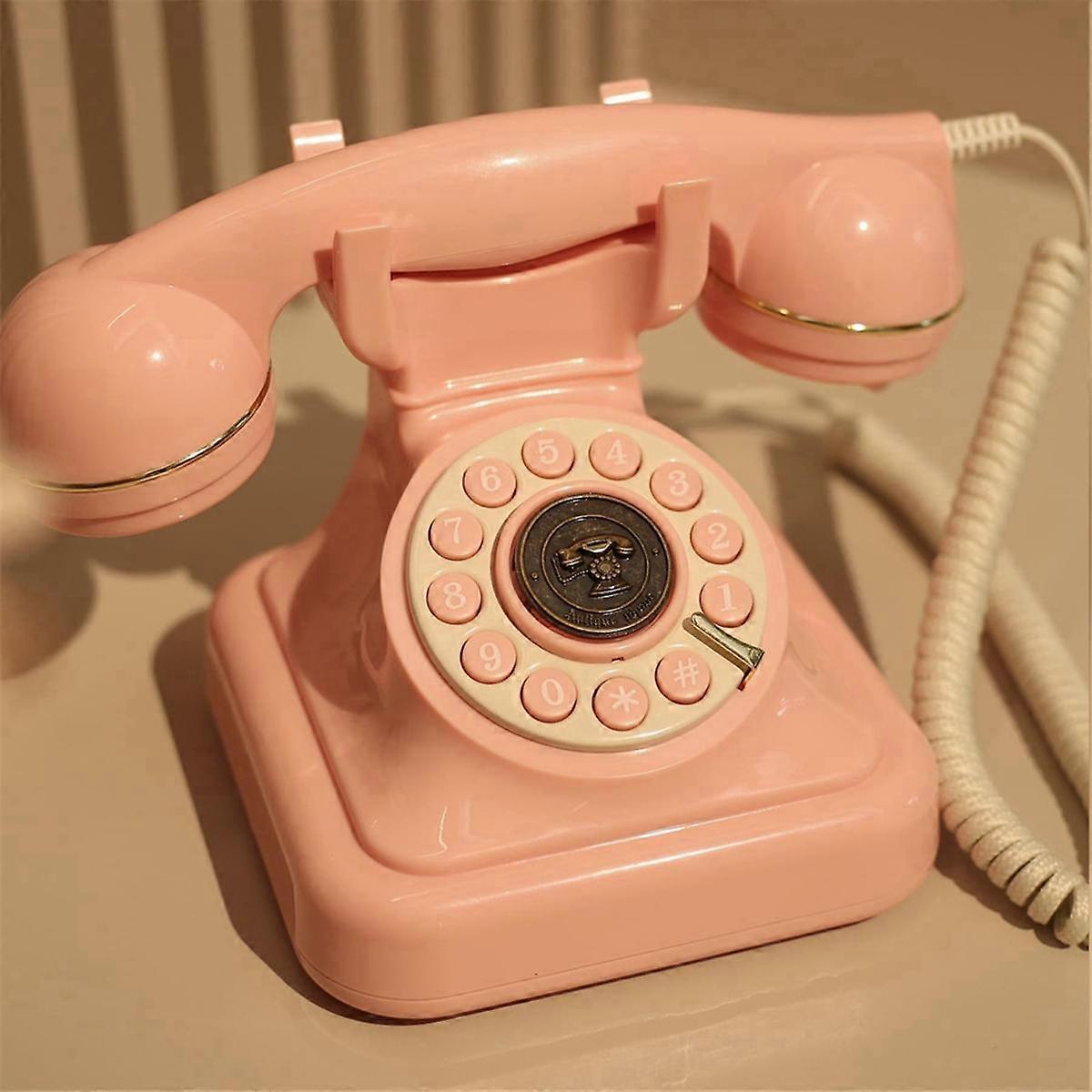 Retro Style Wired Dial Telephone Plug-in Home Fixed Landline Antique ...