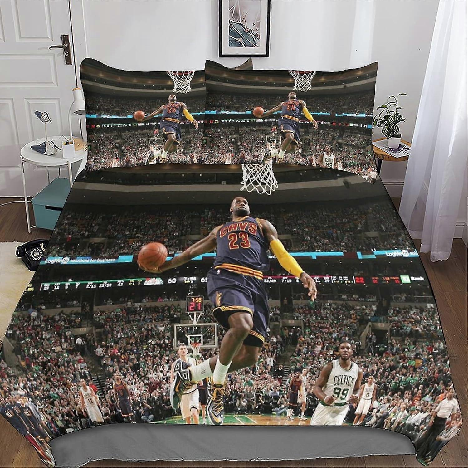 LeBron James Duvet Cover with Pillowcases, Basketball Bedding Set with ...