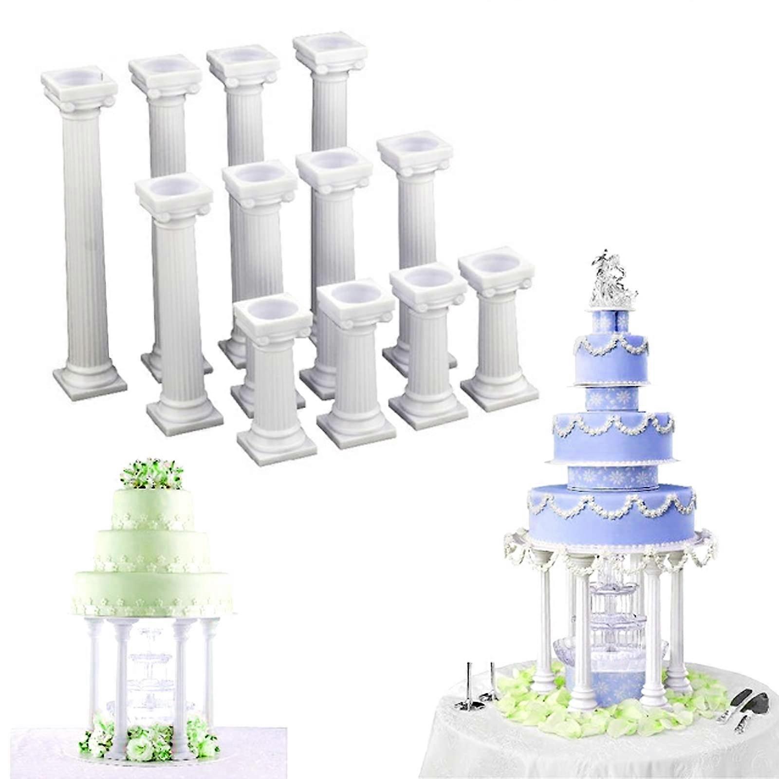 12 Pcs Roman Column Cake Stand Sticks Food Grade Plastic Cake Support ...