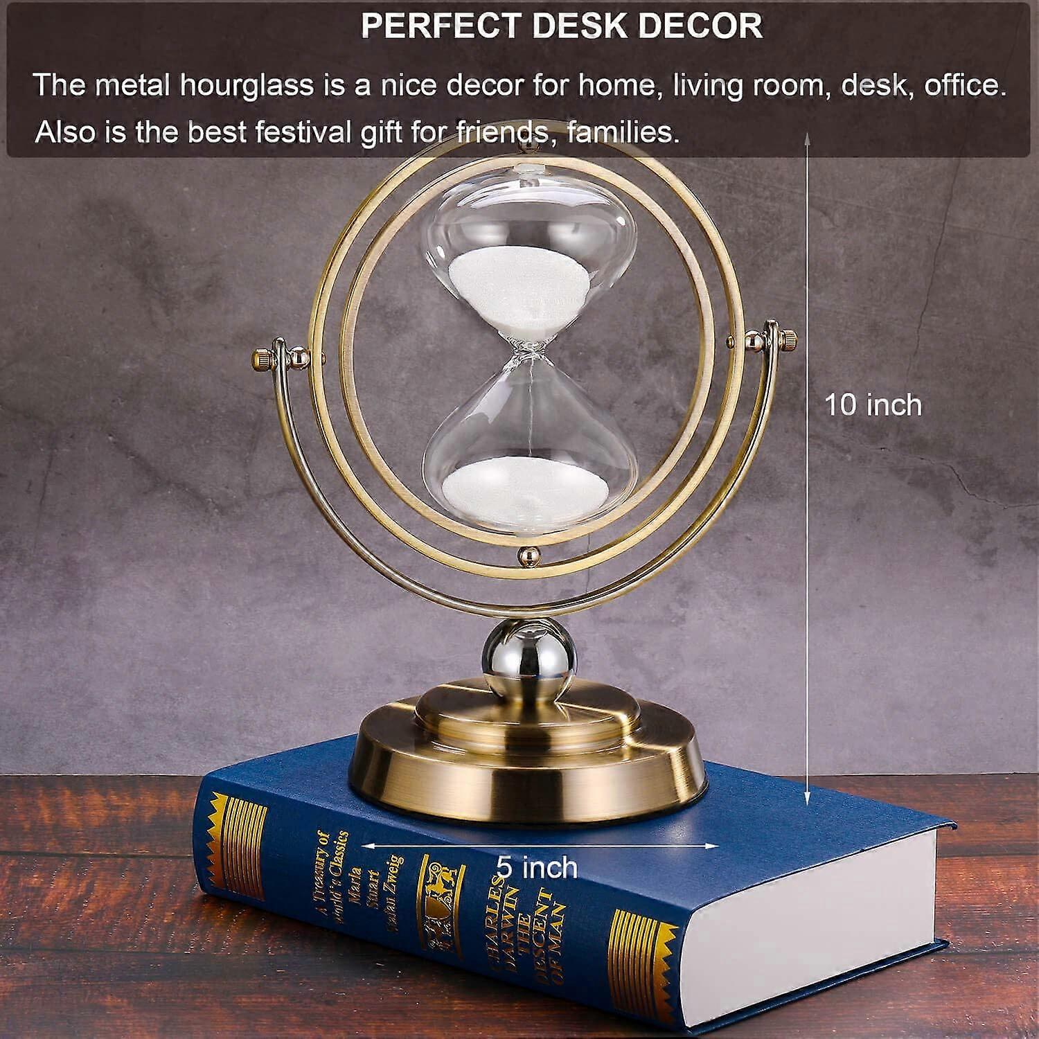 Large Brass Hourglass Timer 60 Minutes, Antique Rotating Black Sand ...