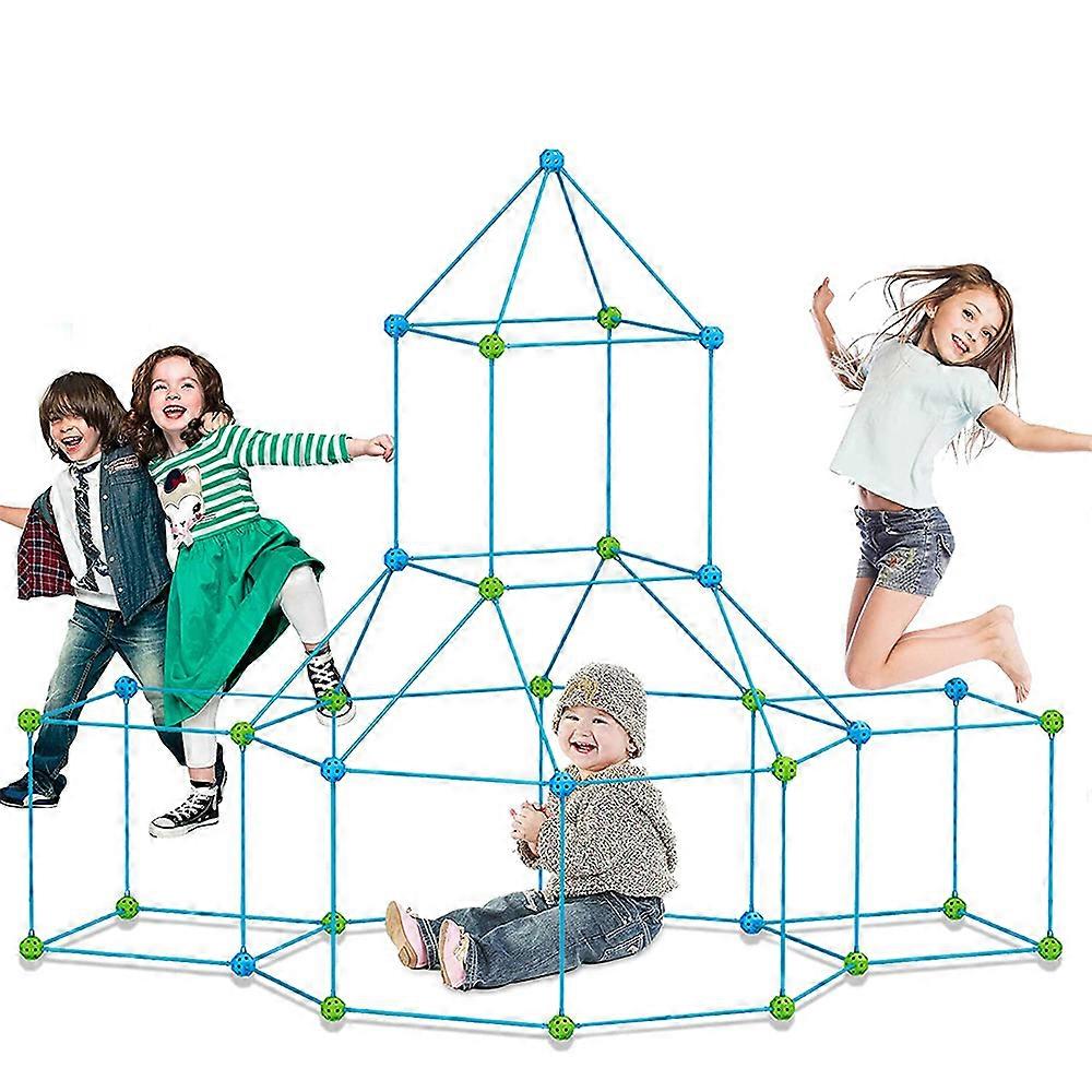 Kids Construction Fort Building Castles Tunnels Tents Kit 85Pcs DIY 3D ...