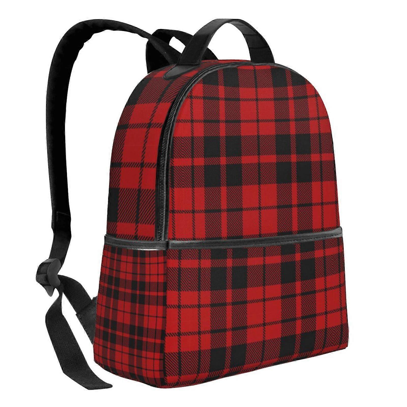 Red And Black Buffalo Plaid Pattern Backpack,Large Capacity Travel ...