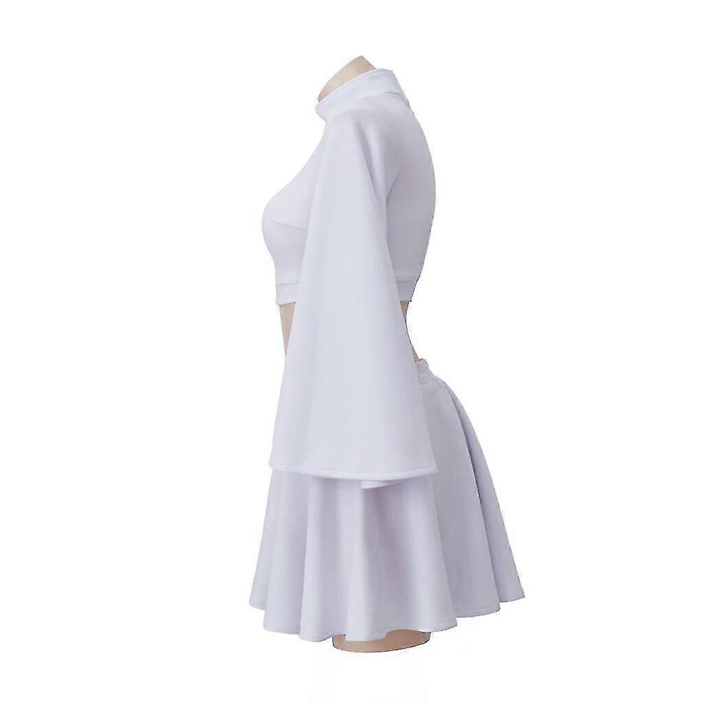 Princess Leia Cosplay Costume Moive Star Cosplay Crop Top Skirt Outfits Dress Women Adult White ...