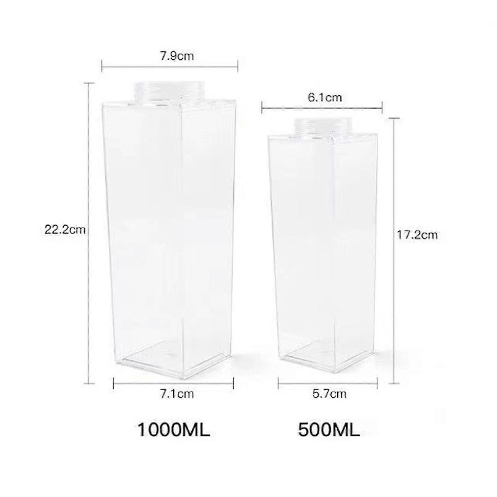 Milk Carton Water Bottle Clear Square Milk Bottles Plastic Leak Proof ...