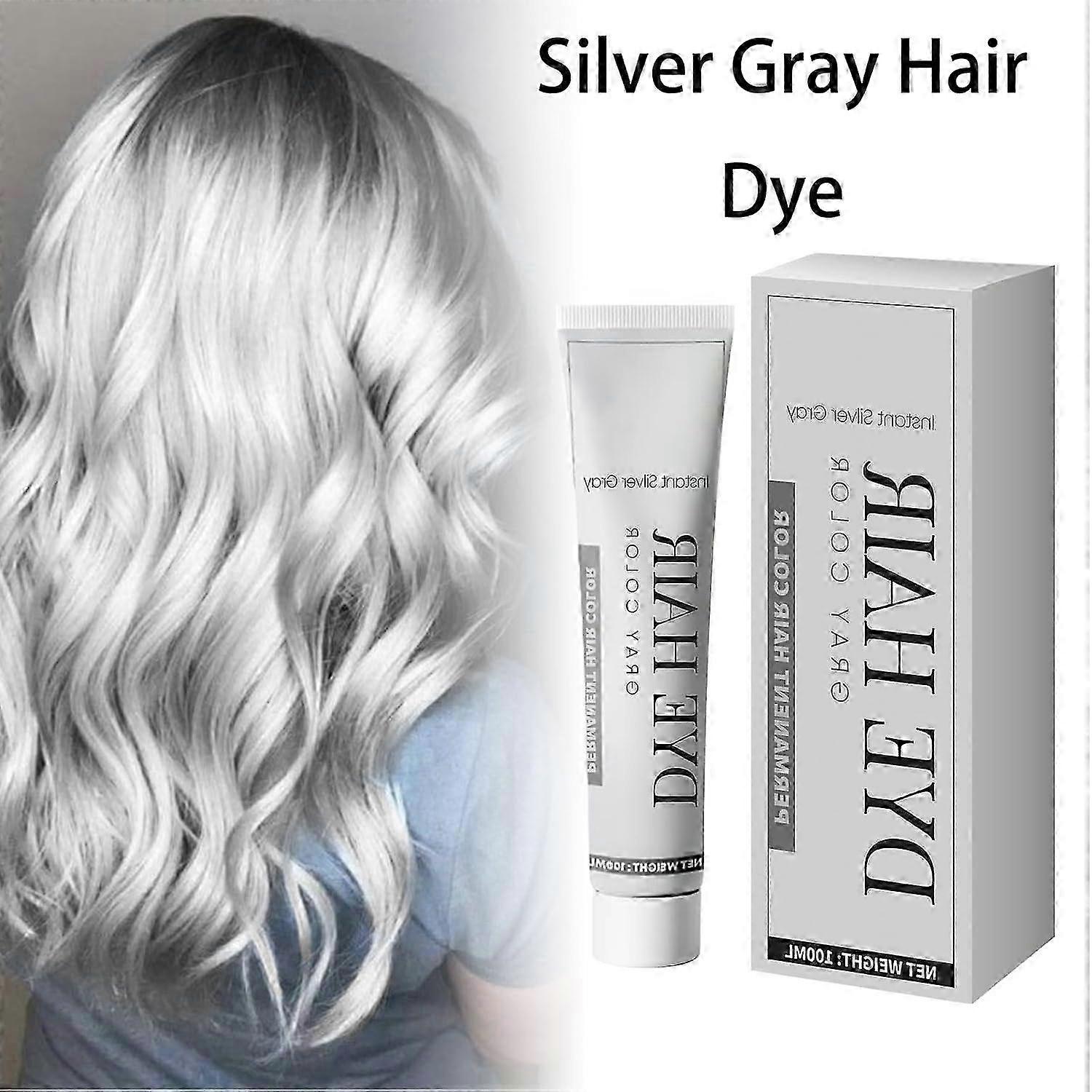 Instant Silver Gray Hair Dye, Silver Gray Natural Hair Dye Cream ...