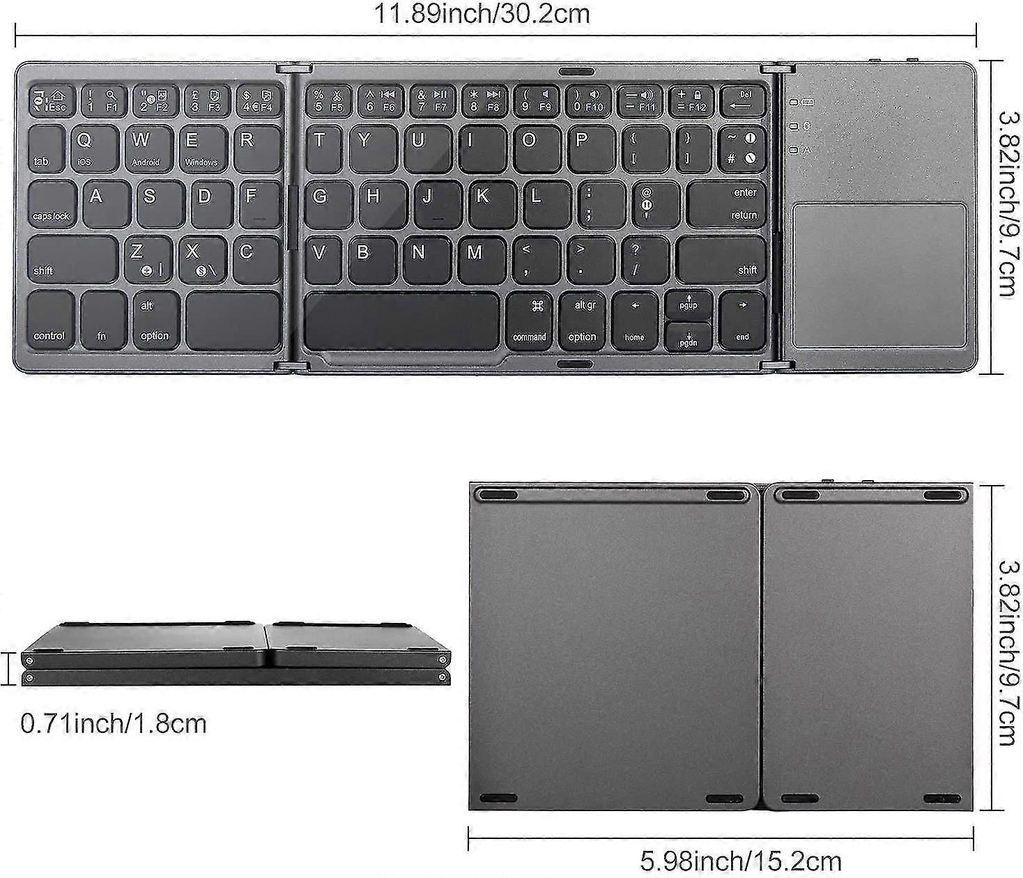 Foldable Bluetooth Keyboard - Portable Wireless Keyboard, Rechargeable ...