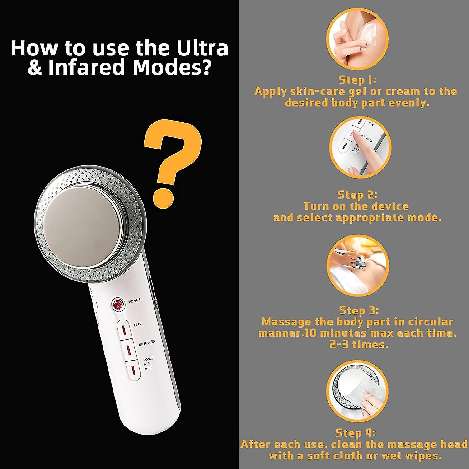 Ultrasonic 3 In 1 Massage Cavitation Current Infrared Ems Fat Burner ...