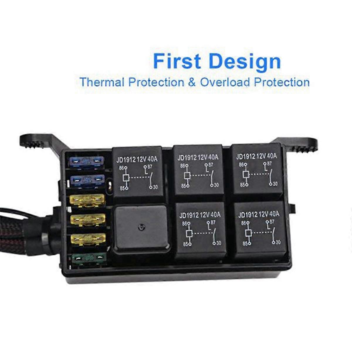 6 Gang Switch Panel Electronic Relay System Circuit Control Box Fuse ...