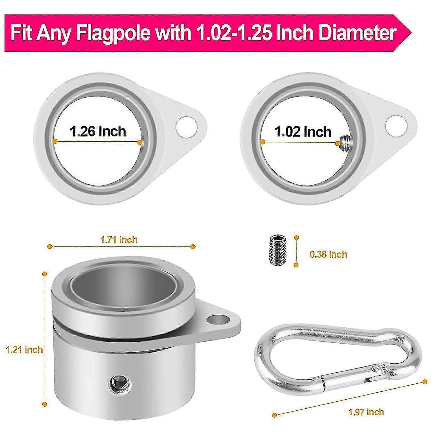 2 Pcs Flag Pole Rings Anti Wrap Flag Pole Clips Swivels 360 Rotating ...