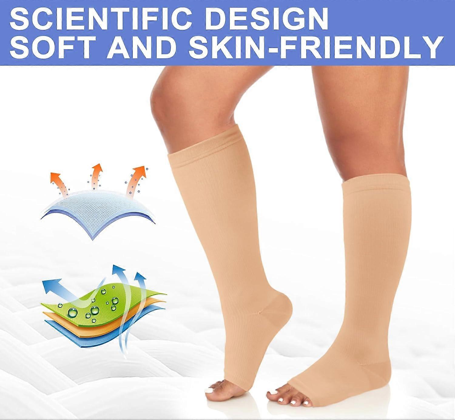 Open Toe Compression Socks for Women Men Wide Calf, 1520mmHg Toeless ...