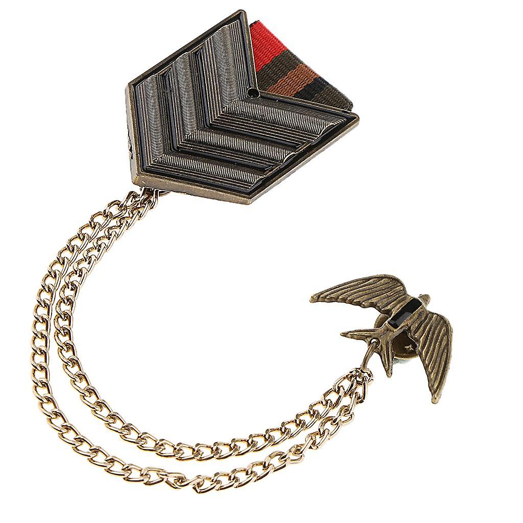 Retro Military Uniform Medal Chain Army Badge Brooch Lapel Pin Jewelry ...