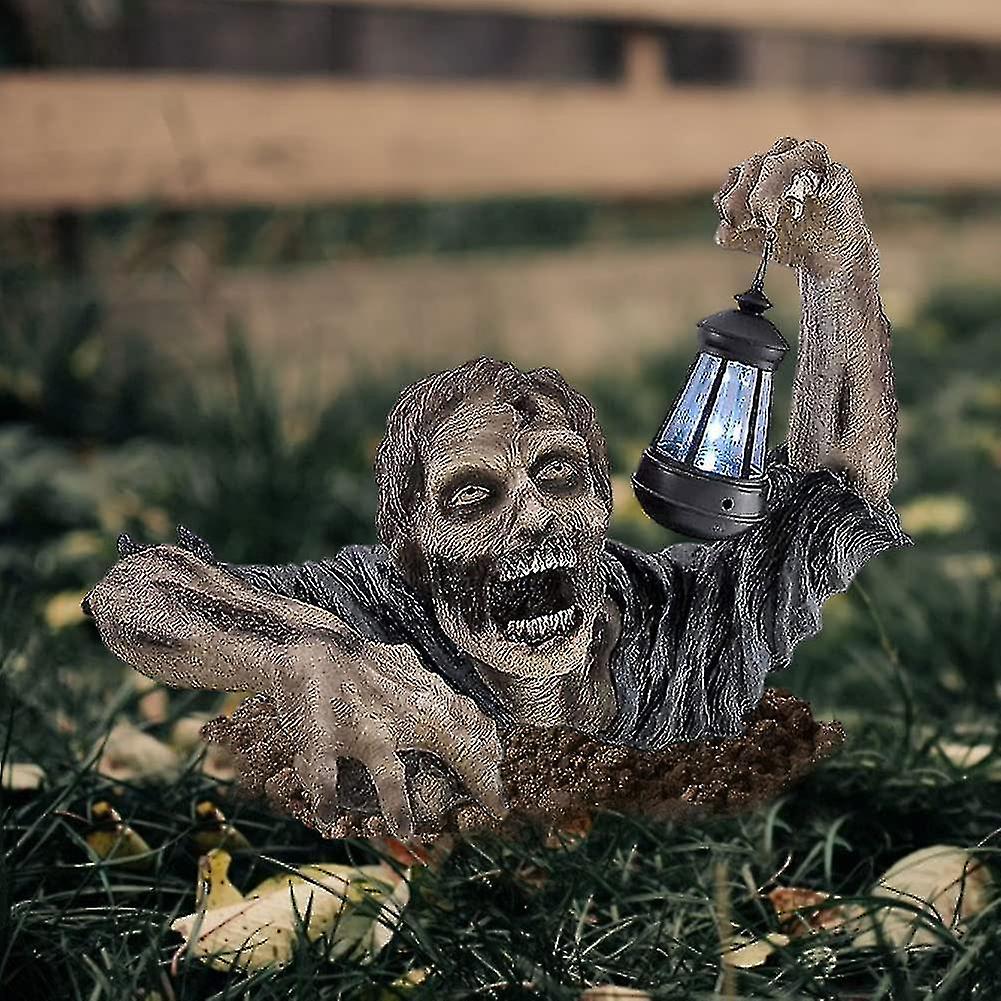 Halloween Zombie With Led Lantern Zombie Statue Scary Statue Halloween ...