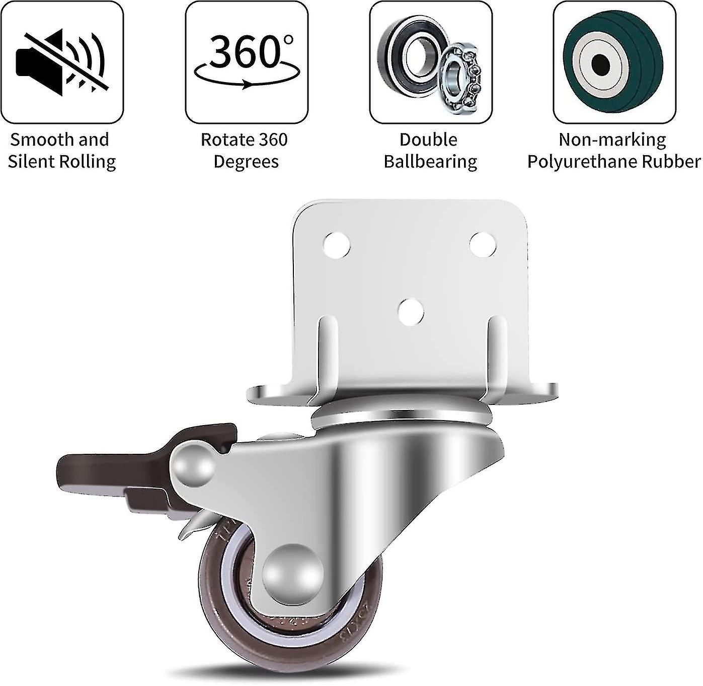 4 Pack Swivel Castors, Furniture Castors, Wheels With Brake, L-mounting ...