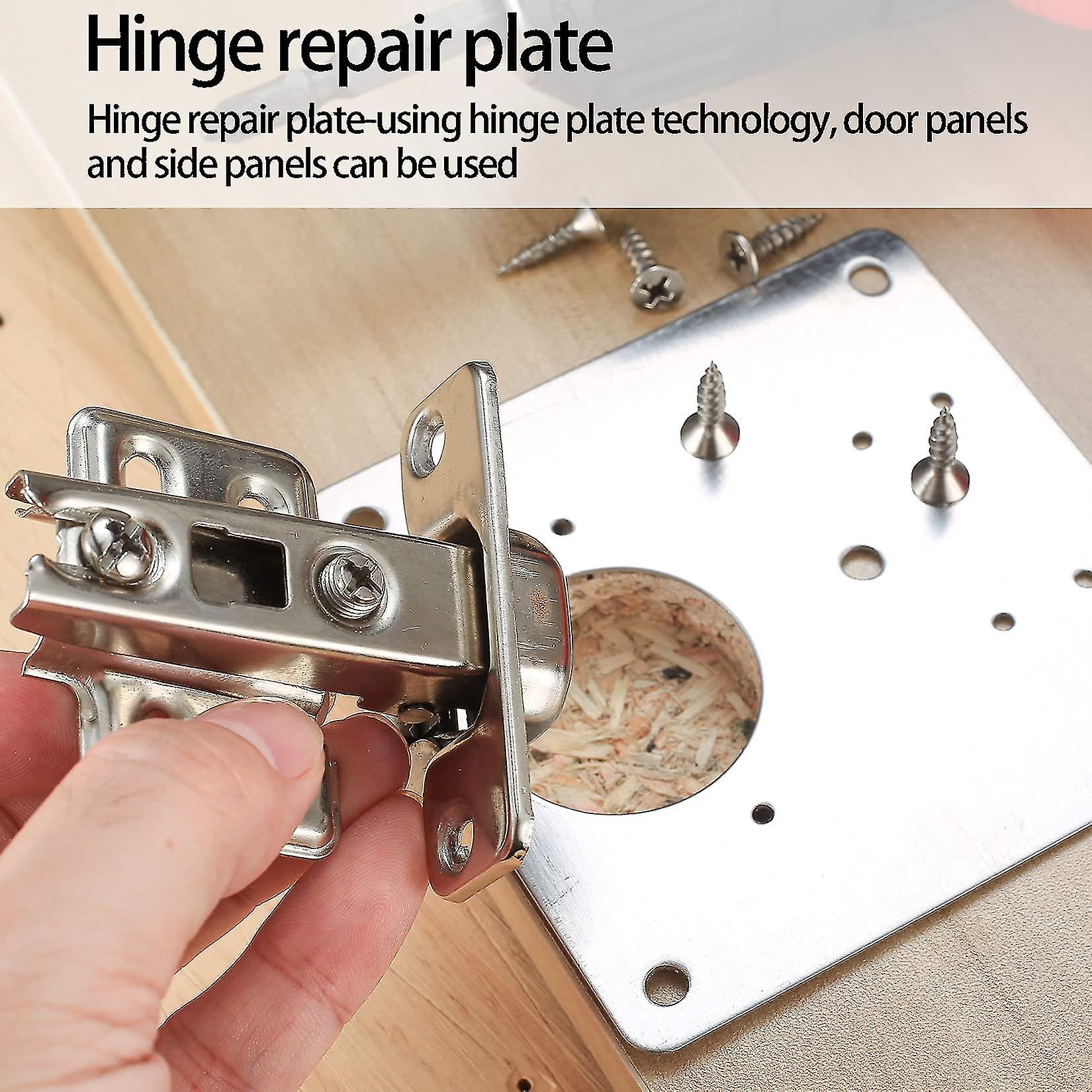 8 Pcs Hinge Repair Plate, Kitchen Cupboard Cabinets Door Hinge Repair Plate, Stainless Steel ...