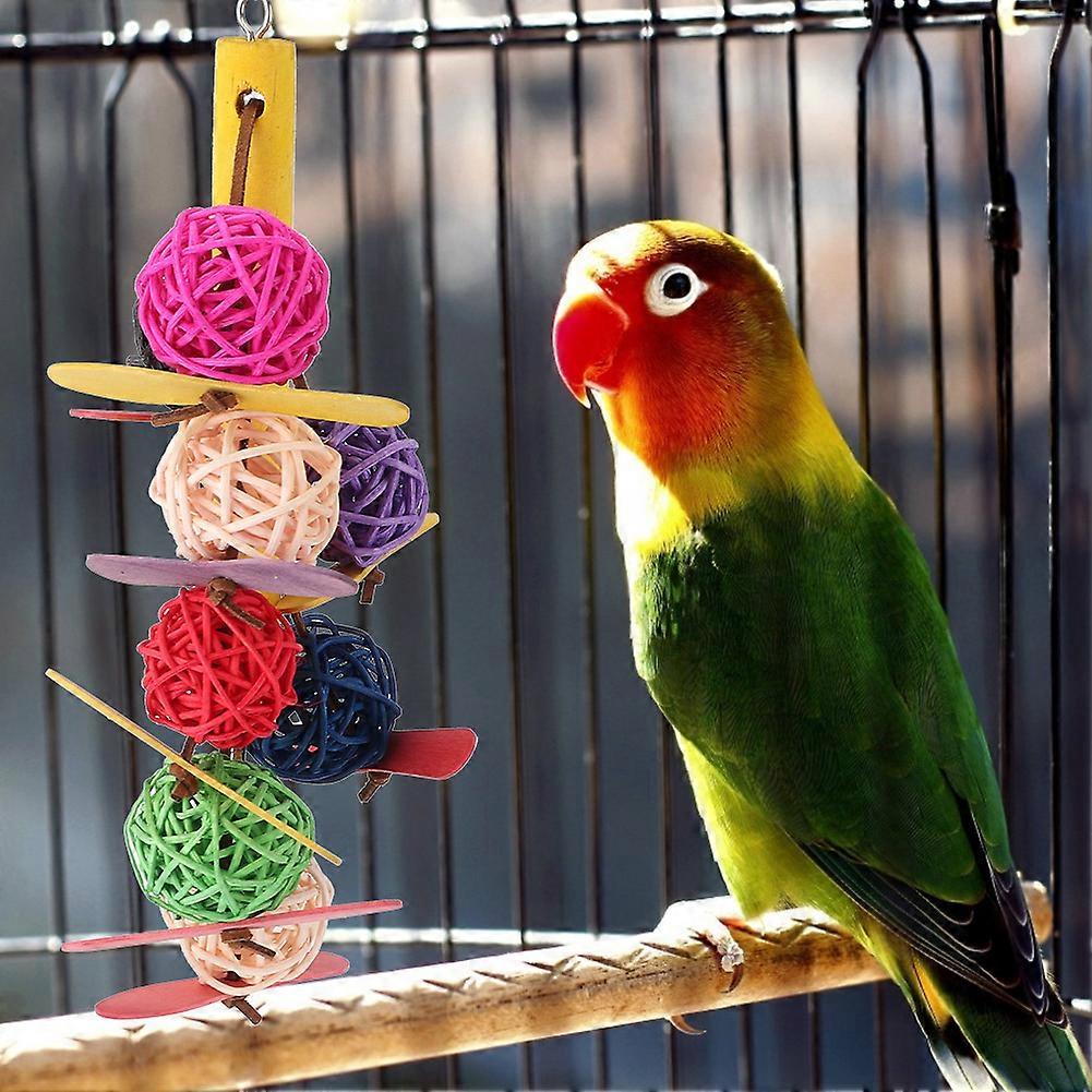 Colorful Sepaktakraw String Pet Parrot Chewing Biting Toy with Hook ...
