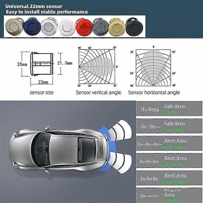 Car Reversing Radar With 4 Parking Sensor Probes, Buzzer Sound Alert ...