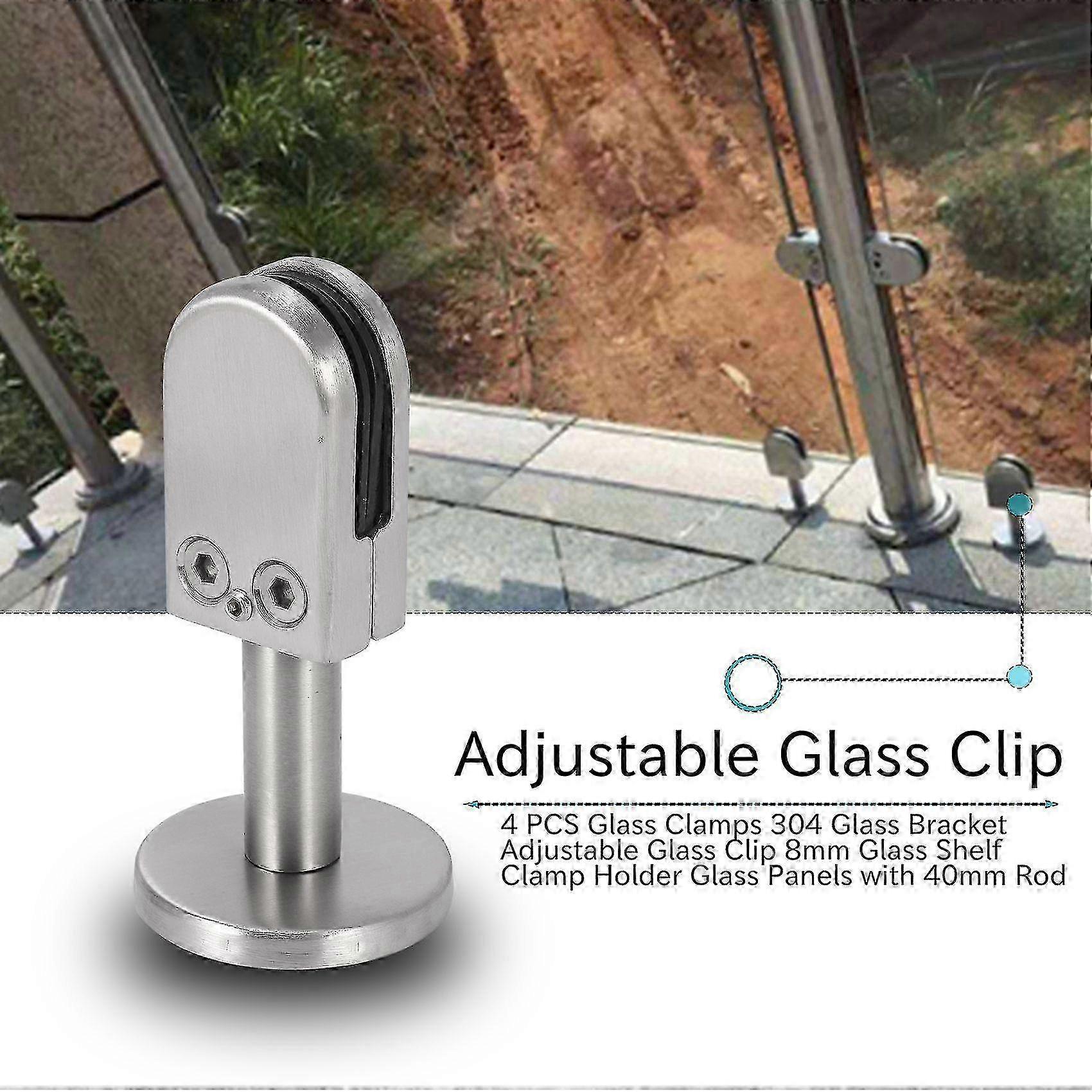 4 Pcs Glass 304 Glass Bracket Adjustable Glass Clip 8mm Glass Shelf ...