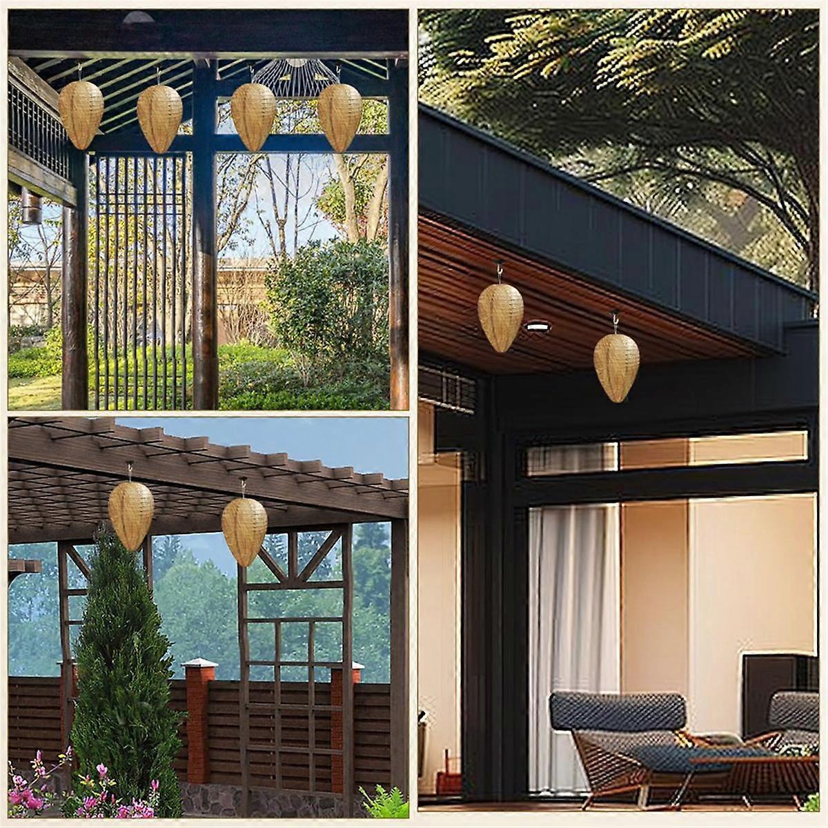 8 Pack Mini Size Paper Wasp Nest Decoy Hanging Fake Wasp Nest for Wasps ...