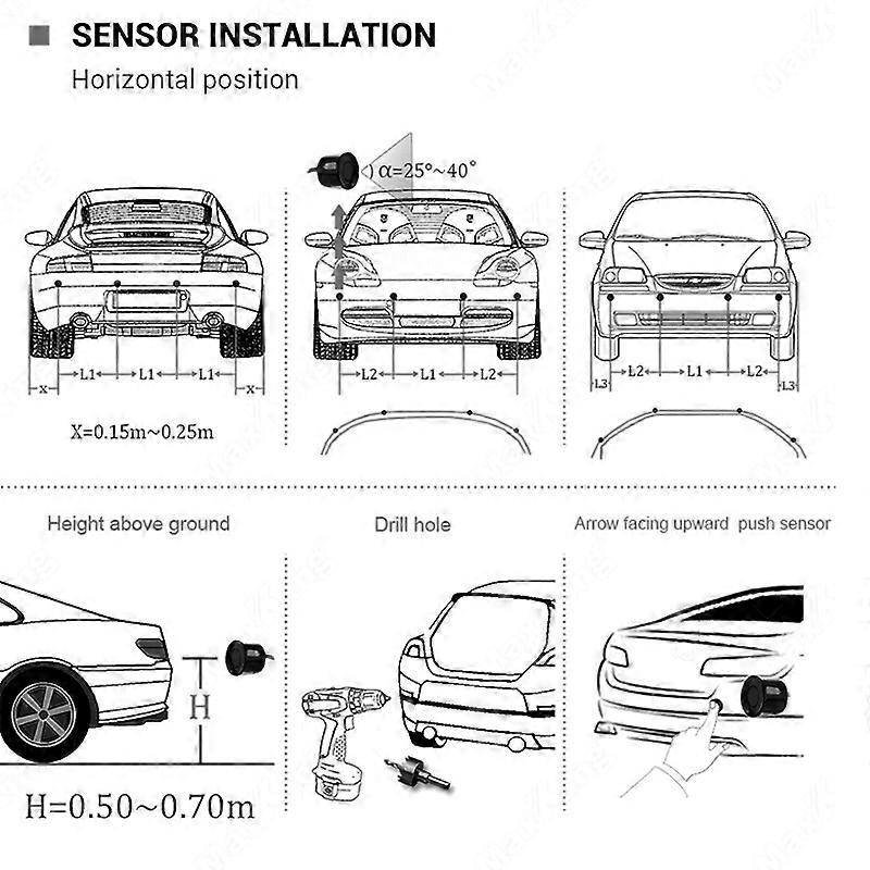 Car Reverse Radar Kit Vehicle Parking Sensor System with 4 Parking ...