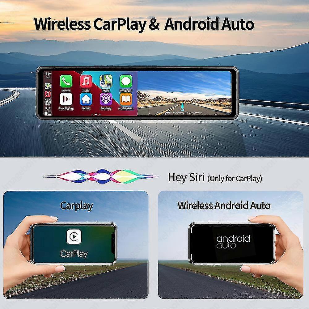 12 Inch Dash Cam Rearview Mirror Camera Carplay Android Auto Adas Car Dvr 5g Wifi Fm Gps ...