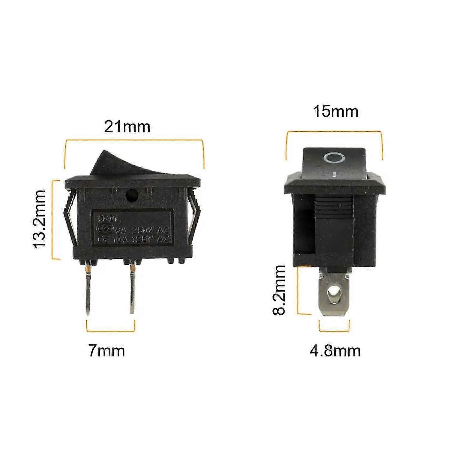 Mini Rocker Switch T85 KCD1-101 2 Pin SPST Rocker Switch with Wiring ...