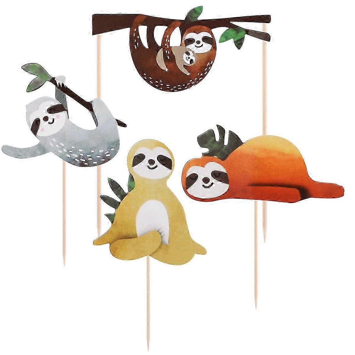 YeahiBaby 4pcs Sloth Cake Topper Set Creative Decor Cake Insert for ...