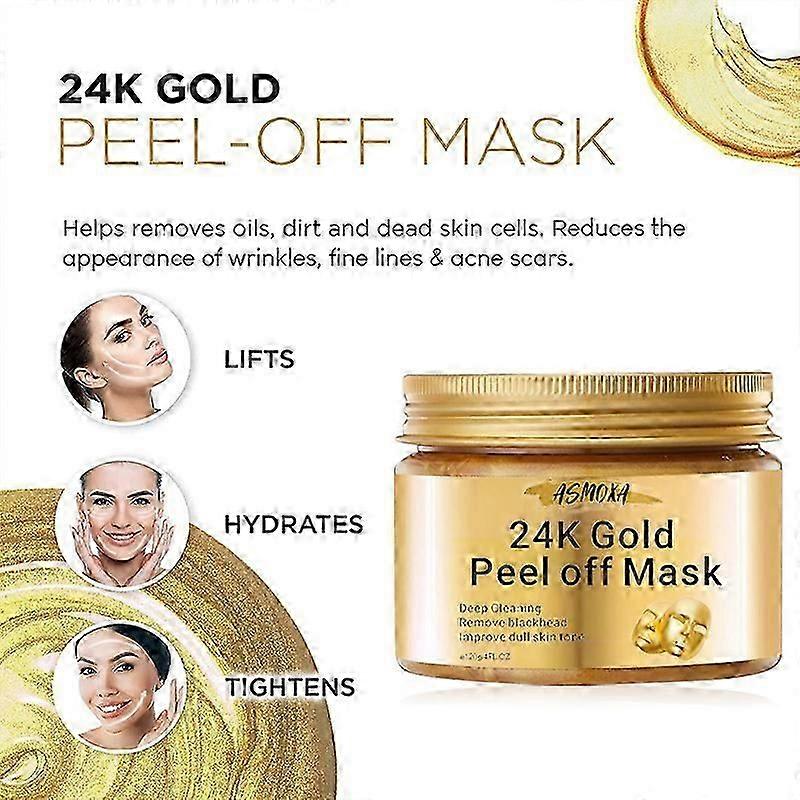 24k Gold Peel Off Mask, Anti-Wrinkle Anti Ageing Face Mask Blackhead ...