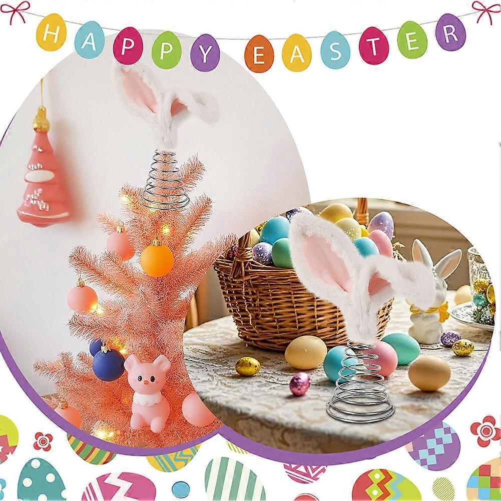 Easter Bunny Tree Topper Decorations Furry Easter Bunny Ears Tree Top ...