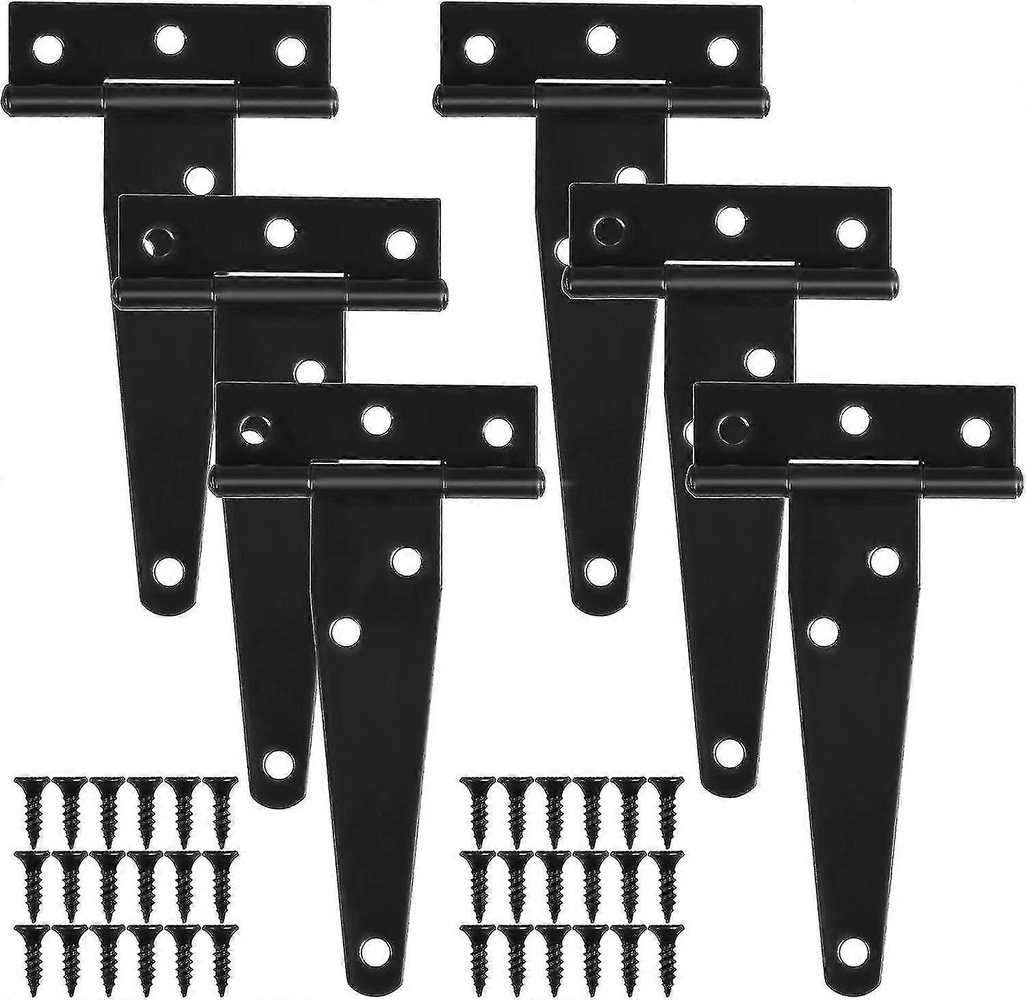 6pcs T-hinges, Barn Door Hinge, Black T-hinges, Outdoor T-hinges Iron Door Hinges Heavy Duty ...