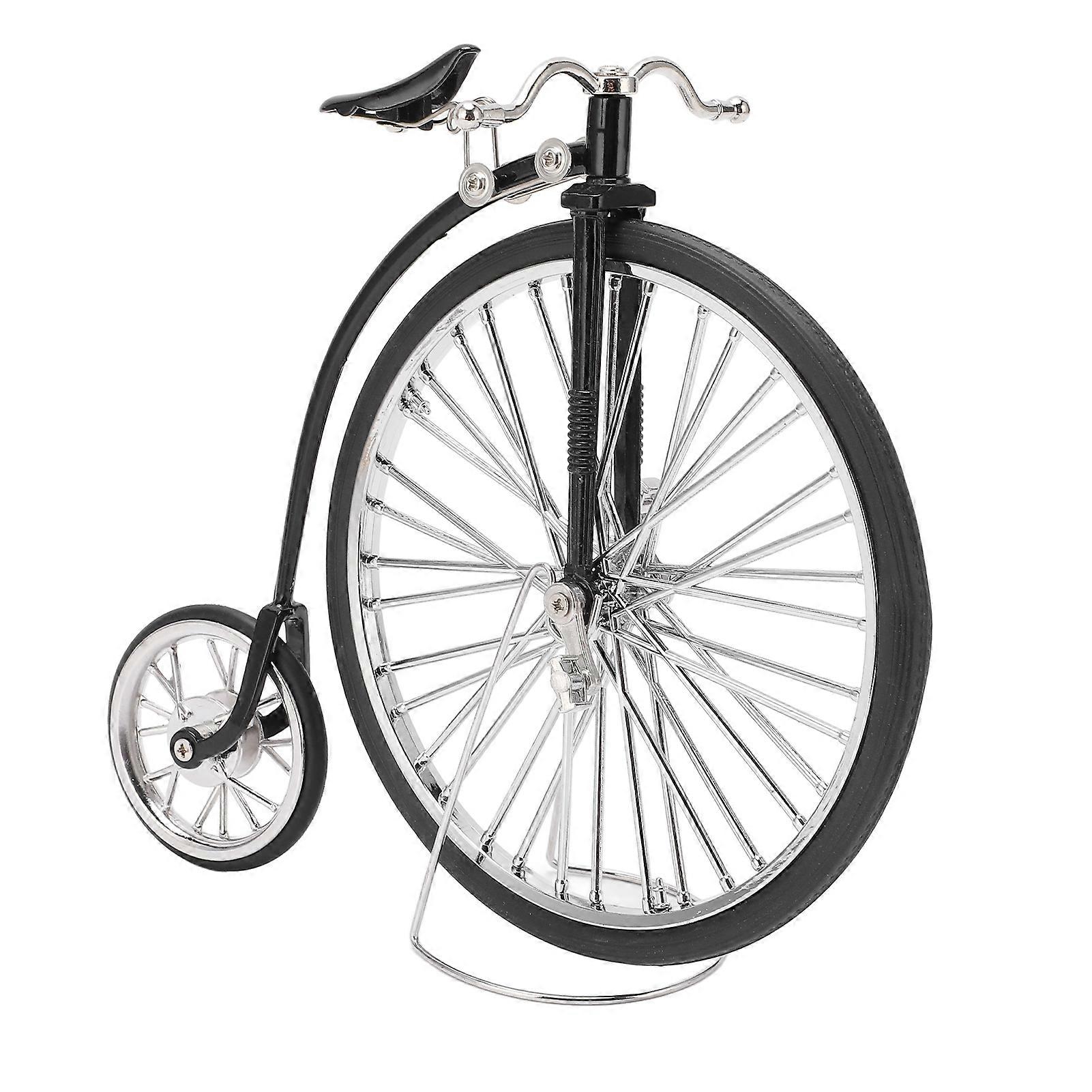Black Retro Bicycle Model - Alloy Material with Big and Small Wheels ...