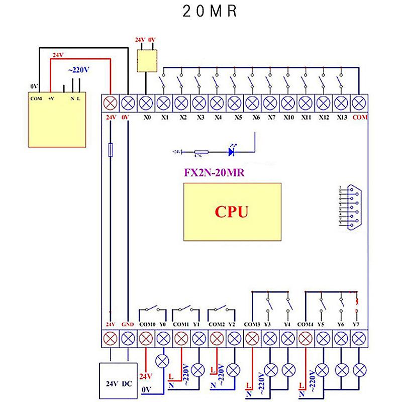 Programmable logic controller fx2n-20mr plc industrial control board 12 input 8 output 24v 5a ...