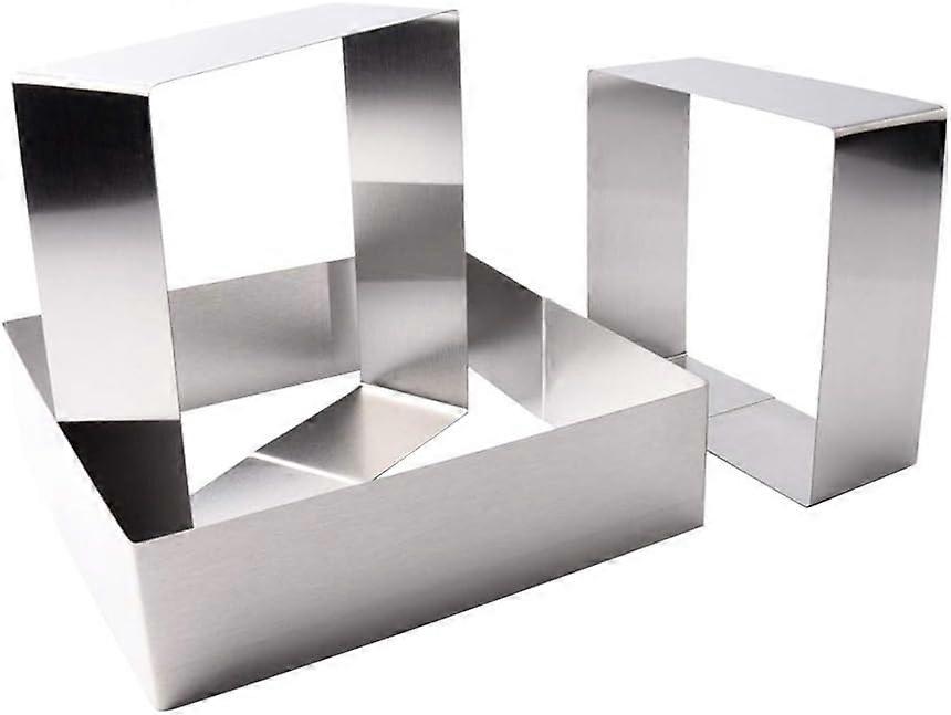 2025 New 3Pcs Stainless Steel Mousse Rings Set Square Mousse Cake ...