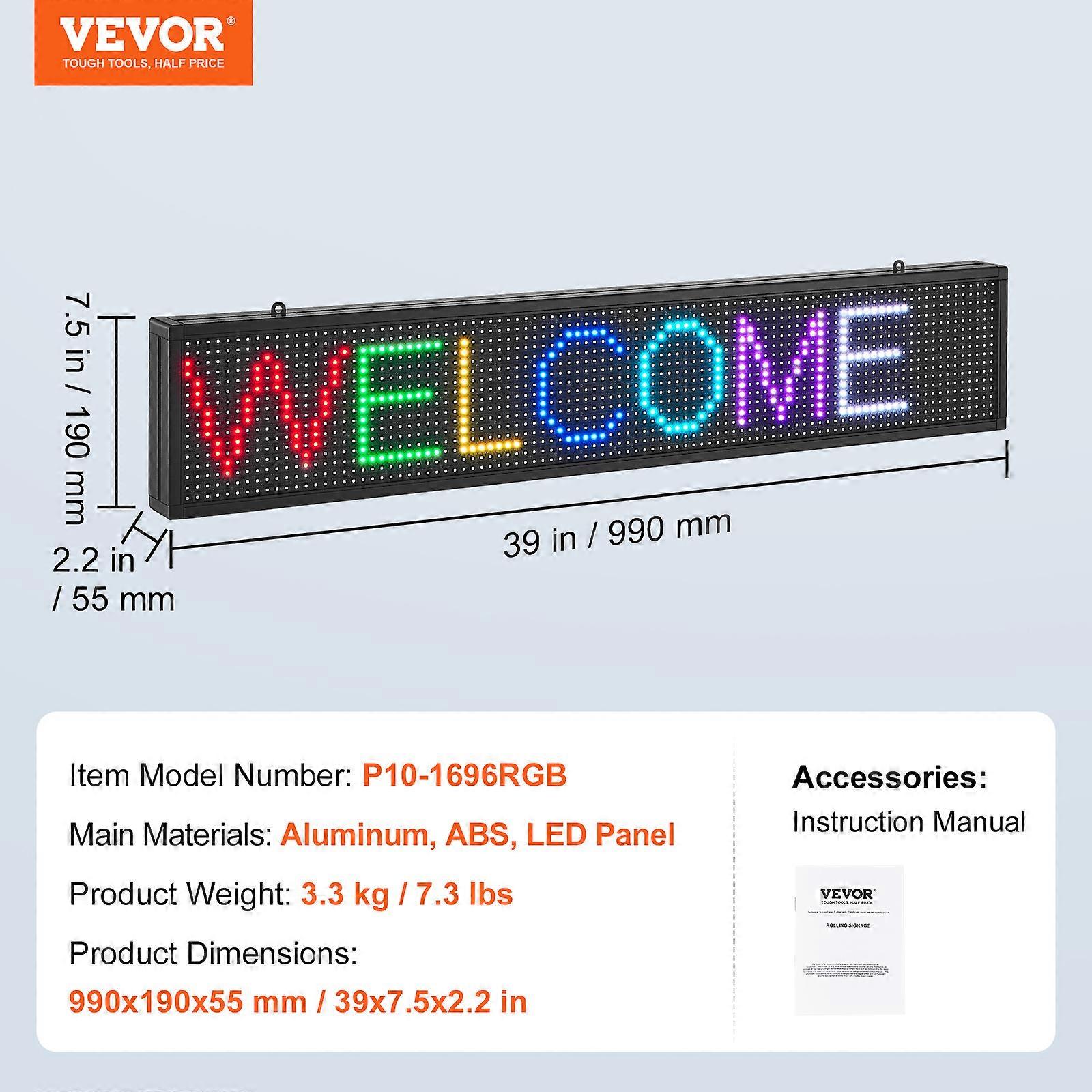 Programmable LED Sign, P10 Full Color LED Scrolling Panel, DIY Custom ...