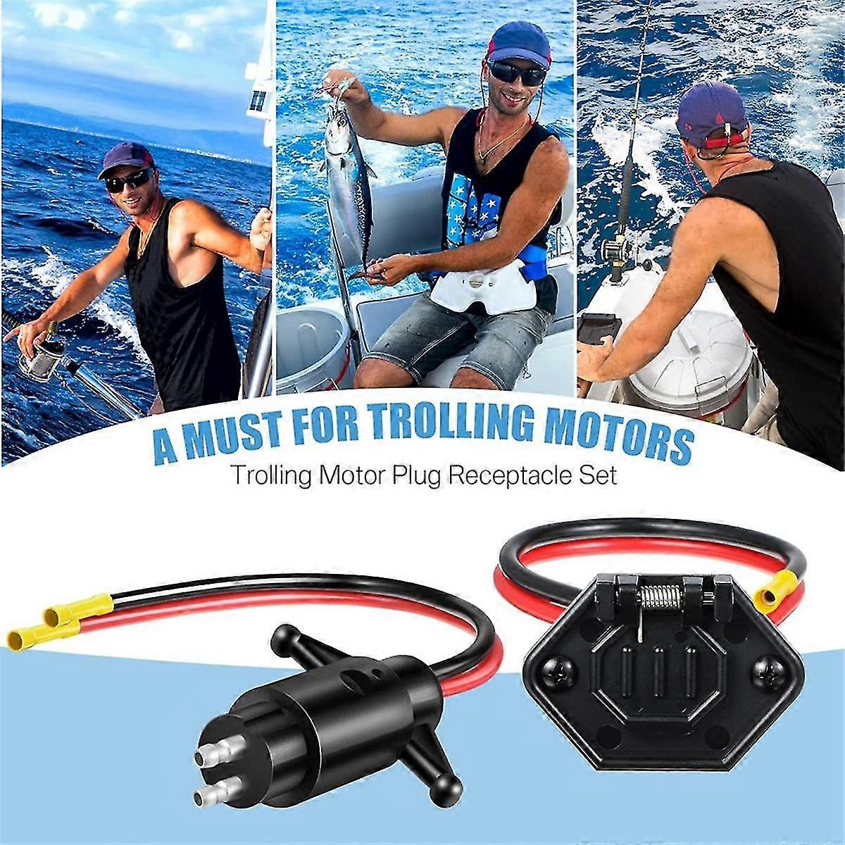 10 Gauge 2 Wire Trolling Motor Plug And Socket Kit For Marine Boats ...