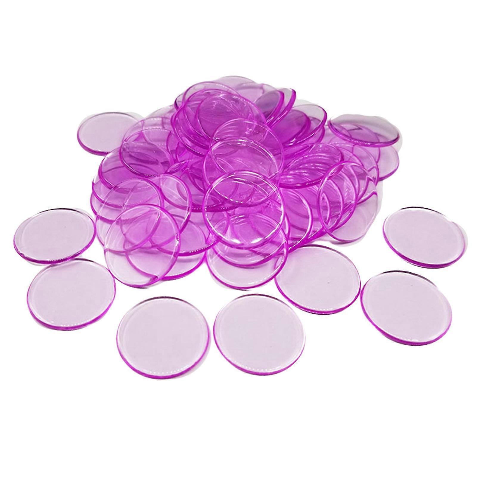 100Pcs 19mm Bingo Chips Transparent Color Counting Math Game Counters ...