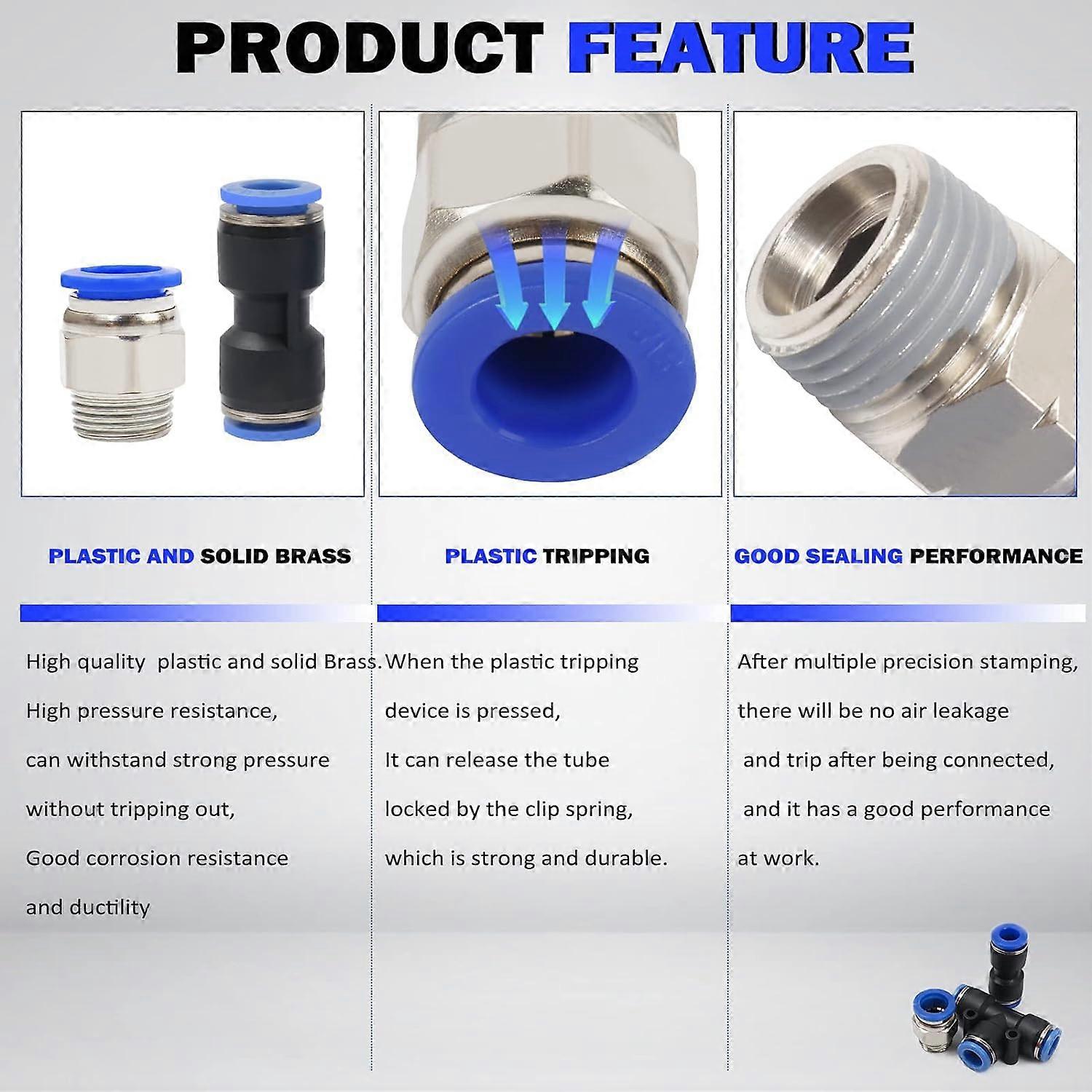 nice 37 Piece Quick Connect Air Hose Fitting Kit 1/4" 3/8" 1/2" Push-to ...