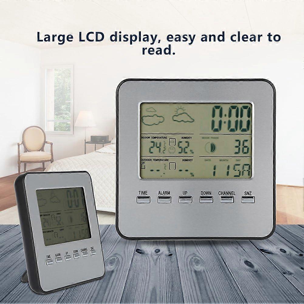 Wireless Weather Clock, Indoor Outdoor Thermometer Digital Temperature ...