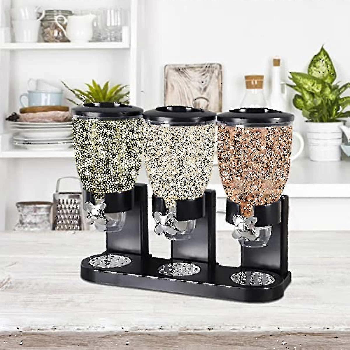 Triple Food Dispenser Cereal Containers Storage Dispenser Food Storage ...